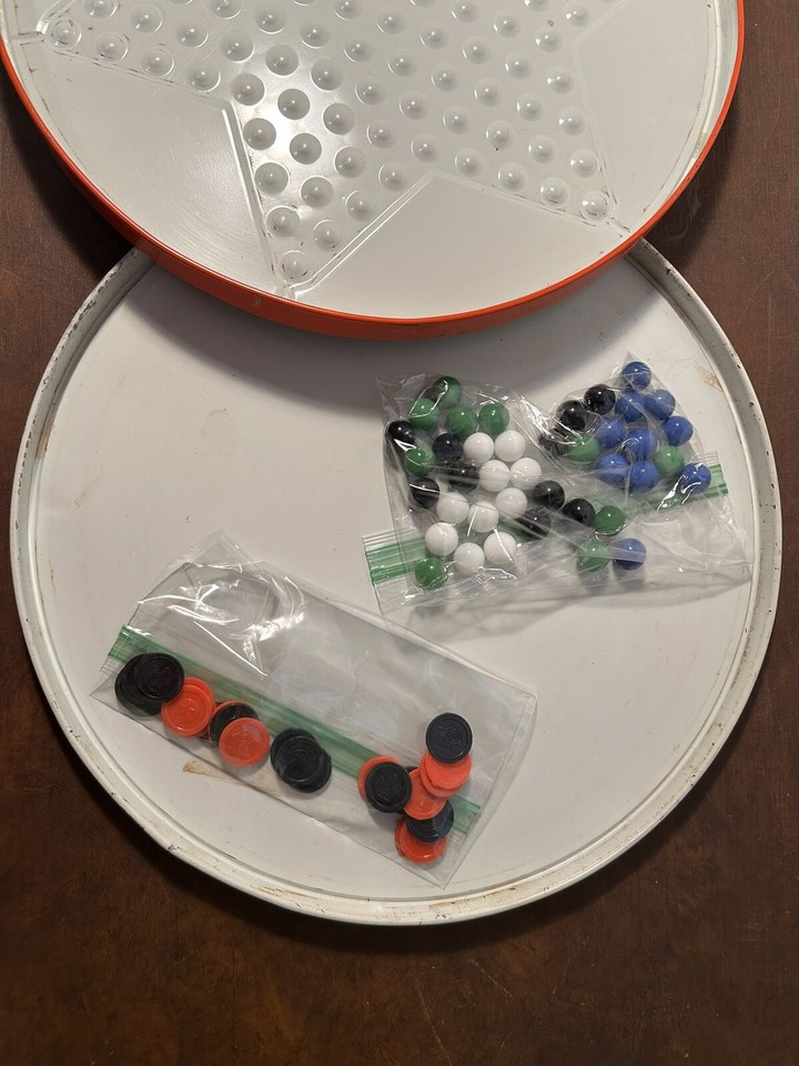 Checkers & Chinese Checkers Vintage Game Round Tin - Made in Hong Kong ...