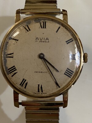 Antique 1930 9ct Solid Gold Automatic Avia Swiss Watch | eBay UK