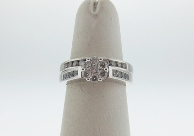 Genuine Diamonds Solid 10K White Gold Wedding Ring Set FREE Sizing | eBay