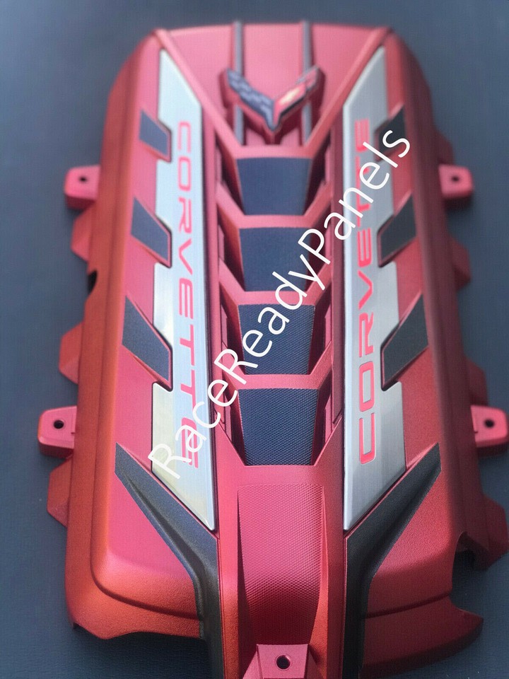 2020 CORVETTE C8 ENGINE COVER EDGE RED CARBON FLASH OEM RAILS OEM NEW ...
