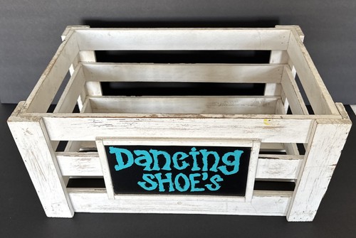 Dancing Shoes Wood Crate White 16” L x 10” W x 8” H Vintage Hard to ...