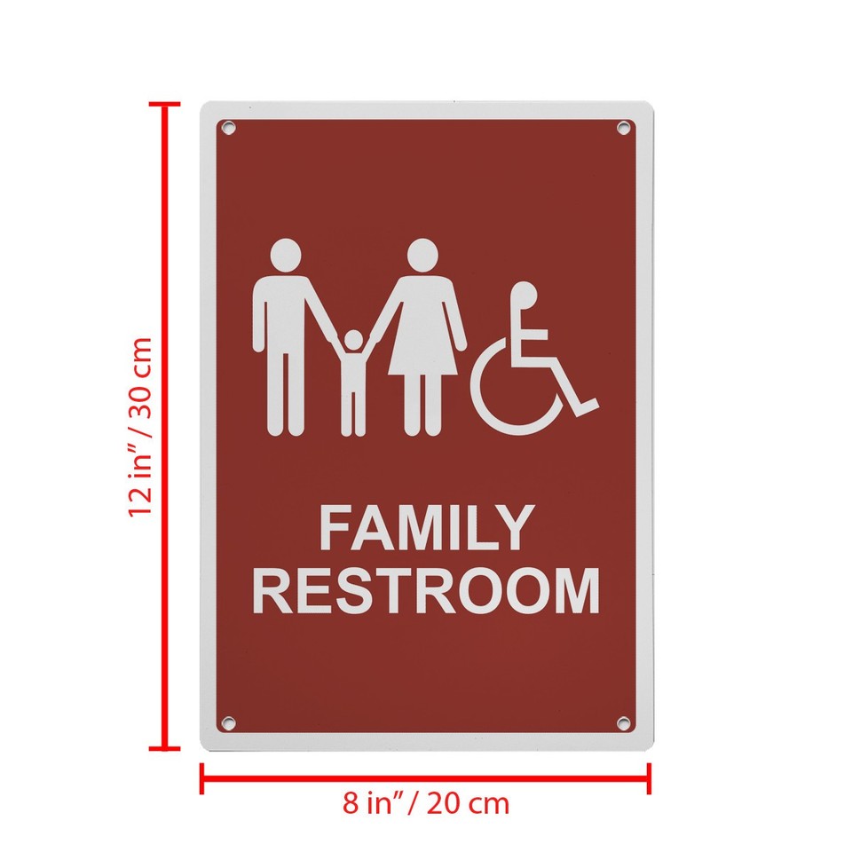 Family Restroom Sign, 8.5 x 11 in", ADA Unisex Family Assisted Sign | eBay