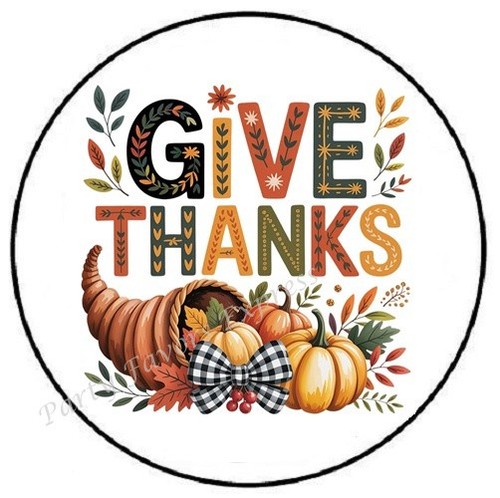 GIVE THANKS THANKSGIVING CORNUCOPIA ENVELOPE SEALS LABELS STICKERS ...