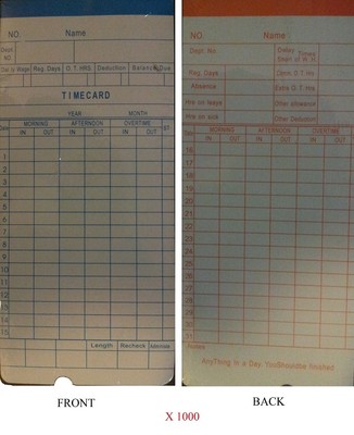 100 X TIME CARDS for TIME CLOCK RECORDER-BUNDY CLOCK. EMPLOYEE TIME ...