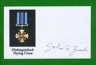 John Zink DEC. WWII Fighter Pilot Ace-5 Kills Signed 3x5 Index Card ...