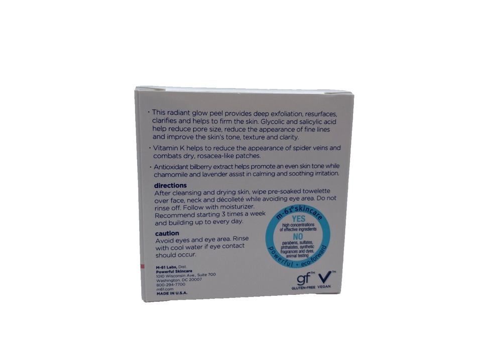 M-61 Power Glow Peel 1 Minute 1 Step Exfoliating Facial Peel 30 ...
