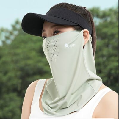 Breathable Sunscreen Face Veil Ear Hanging Face Cover Ice Silk Face ...