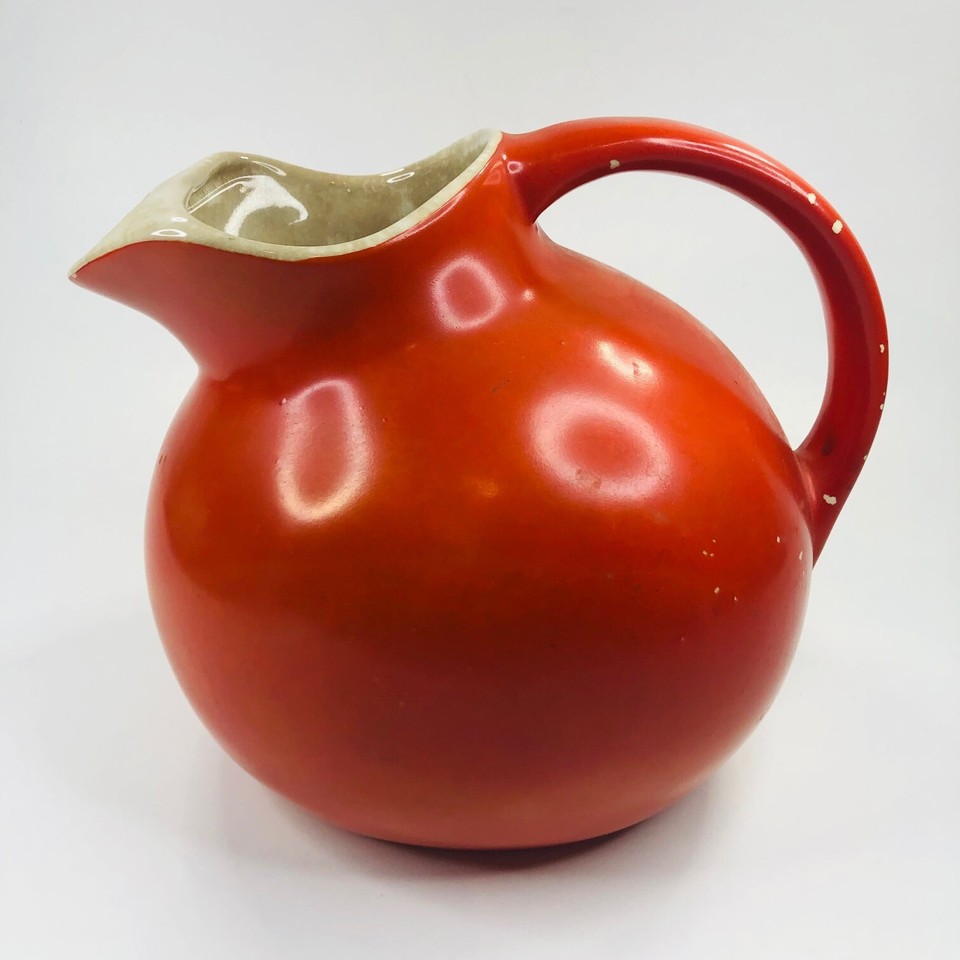 Hall Ball Pitcher, USA pottery Orange Jug Tilt Ball Pitcher Made in ...
