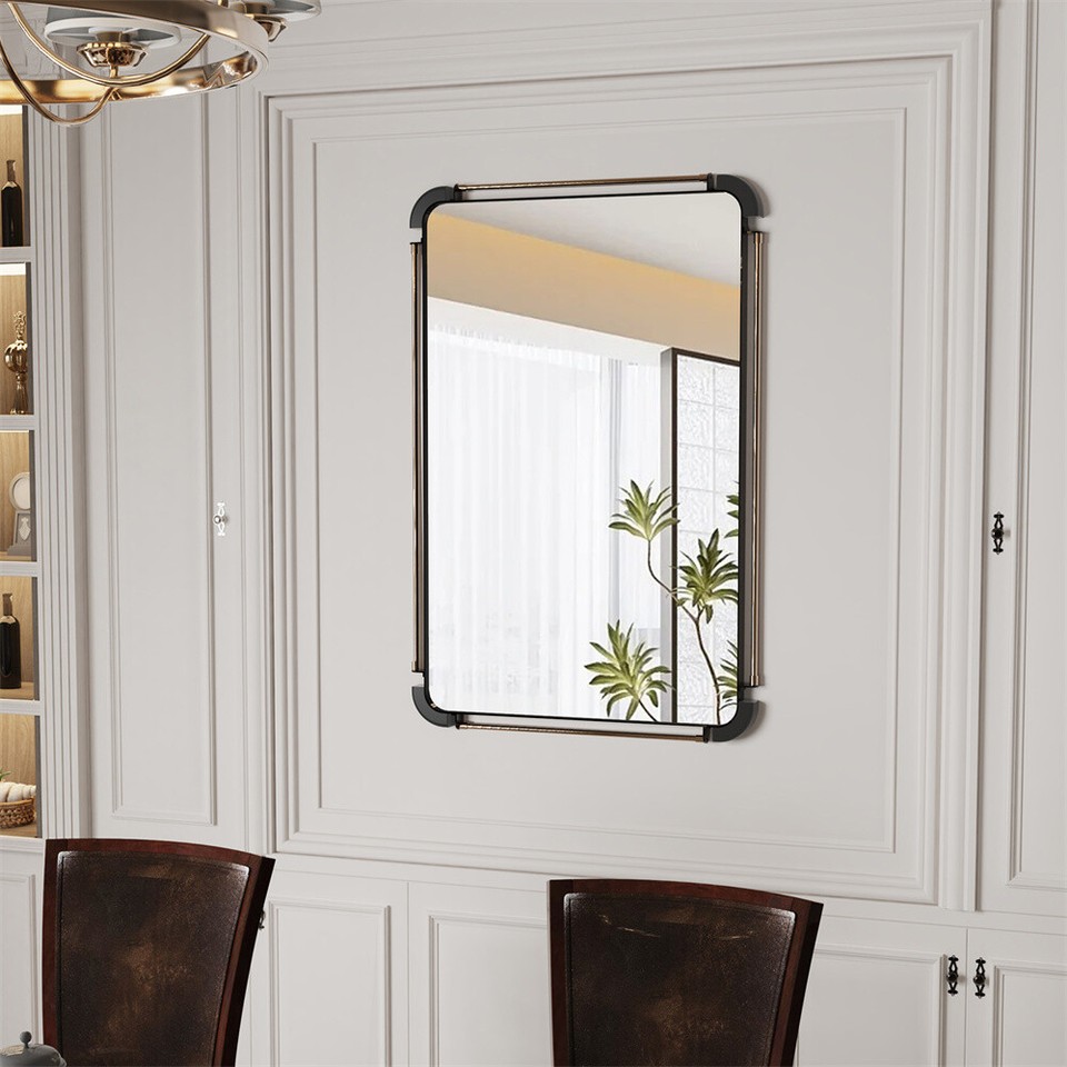 Rustic Industrial Rectangular Wall Decor Mirror HD Float Glass Vanity ...