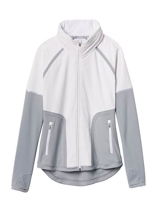 NWT Athleta Jump Step Jacket White/ Fog Grey Heather Sz L | eBay