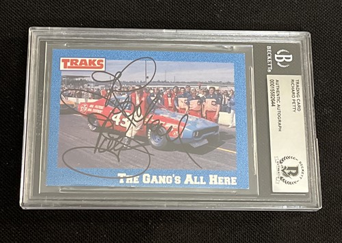 RICHARD PETTY 1991 TRAKS RACING SIGNED AUTOGRAPHED CARD BECKETT BAS ...