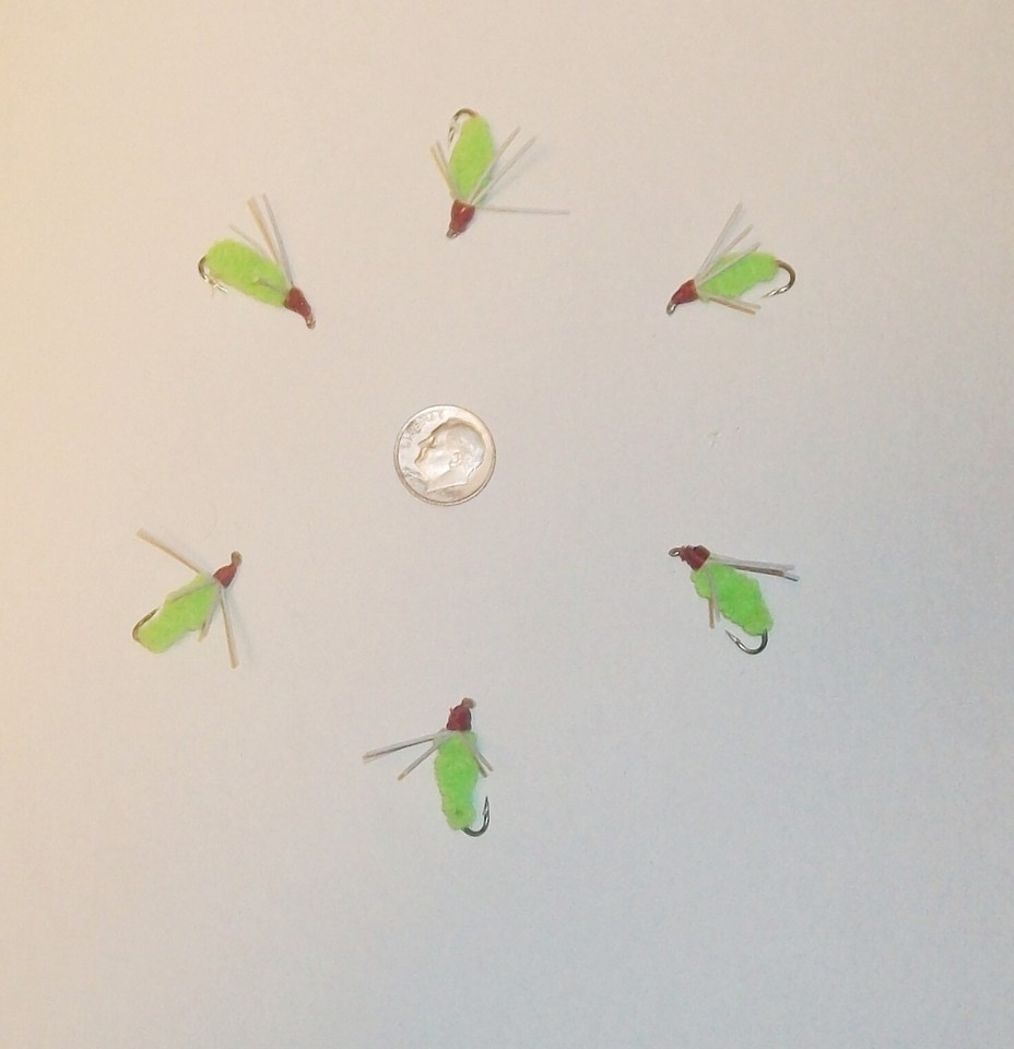 6 Florescent Chartreuse Bully Bluegill Spiders - weighted #10 Hook - | eBay