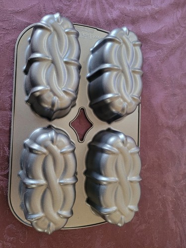 NORDIC WARE Bundt Mini 4 Loaf Celtic Knot Pan 8 Cup Capacity 1.9 Liter ...