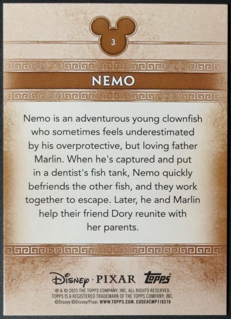Nemo - Finding Nemo 2025 Topps Disney Pixar Silver Refractor Minted #3 ...