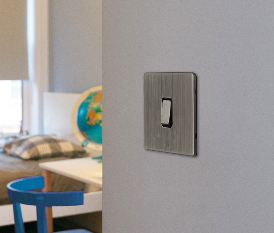 MegaSocket Screwless Slim Flatplate Light Socket & Switches BRUSHED ...