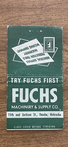 Fuchs Machinery Supply Co Omaha Nebraska Vintage Matchbook Cover | eBay