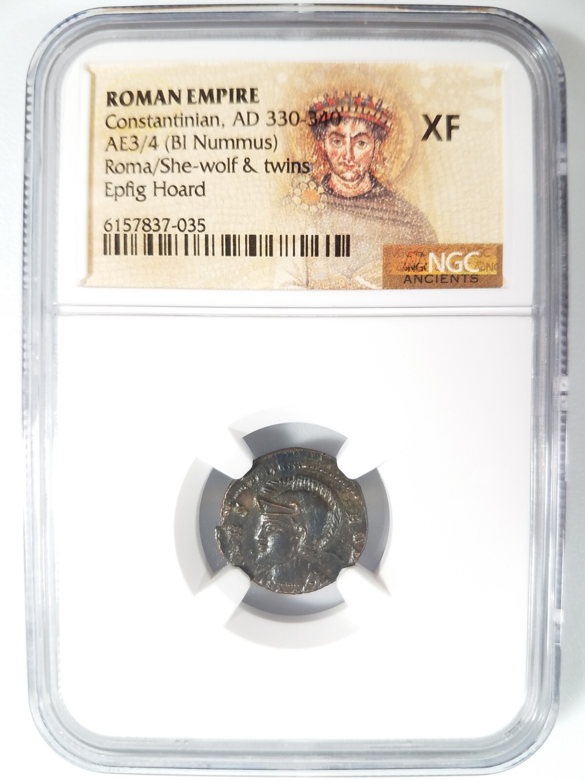 She-Wolf Twins Constantine NGC XF Roman Empire Nummus Remus Romulus Epfig Hoard | eBay