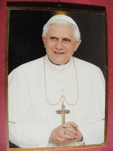 Pope Benedict XVI official large Vatican photo portrait 13x18 on wood ...