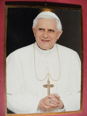 Pope Benedict XVI official large Vatican photo portrait 13x18 on wood ...