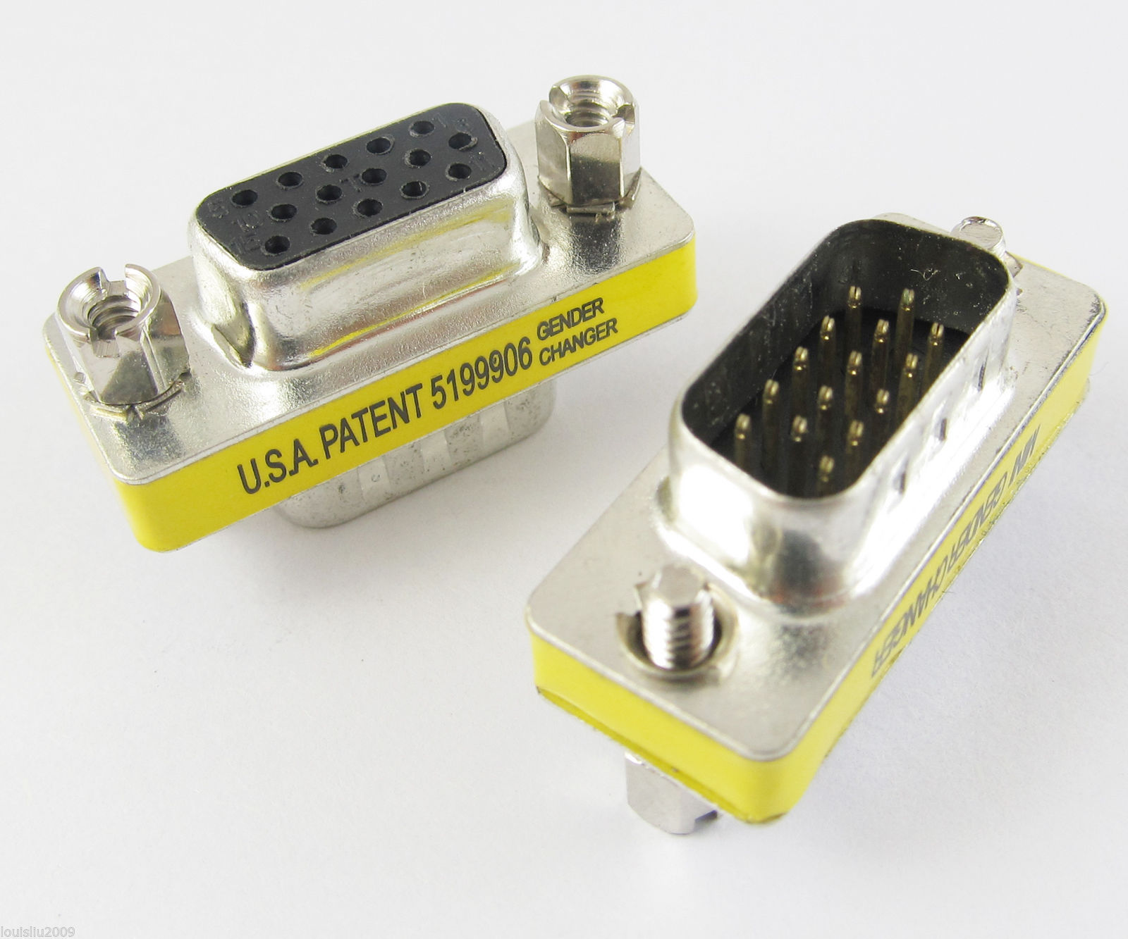 15 Pin VGA SVGA Male To Female M/F Plug Coupler Gender Changer Adapter ...