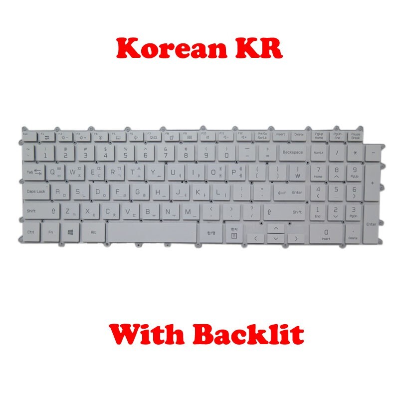 Backlit White Keyboard For LG 17Z90P 17Z90P-G 17Z90P-K 17Z90P-N KR NO ...