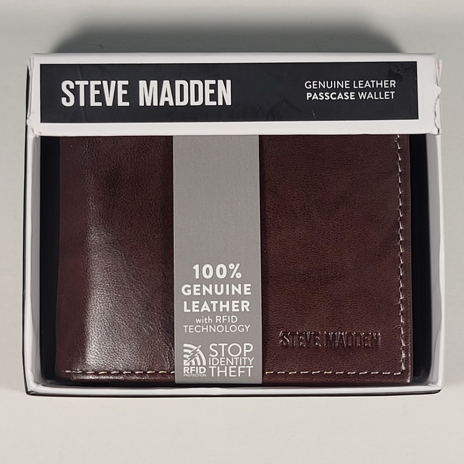Steve Madden Men's Bifold Brown Leather Passcase Wallet RFID N80001/01RF | eBay
