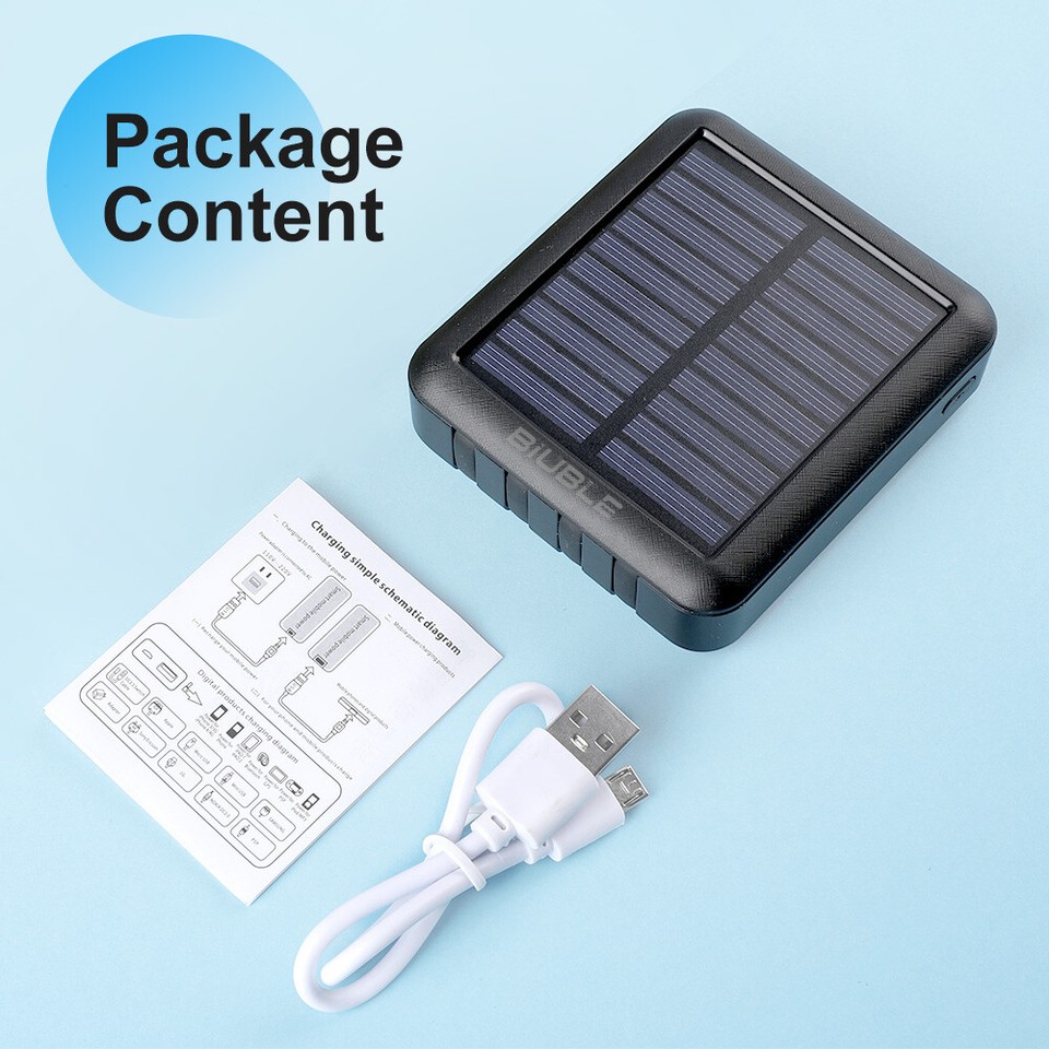 20000mAh Mini Solar Power Bank Portable Charger w/4 Cables External ...