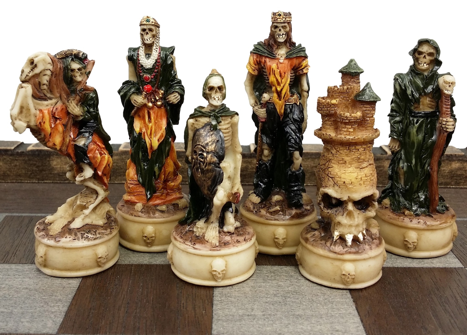 Skeleton Slayer Fantasy Skull Chess Set W/ 17" Castle Fortress Board ...