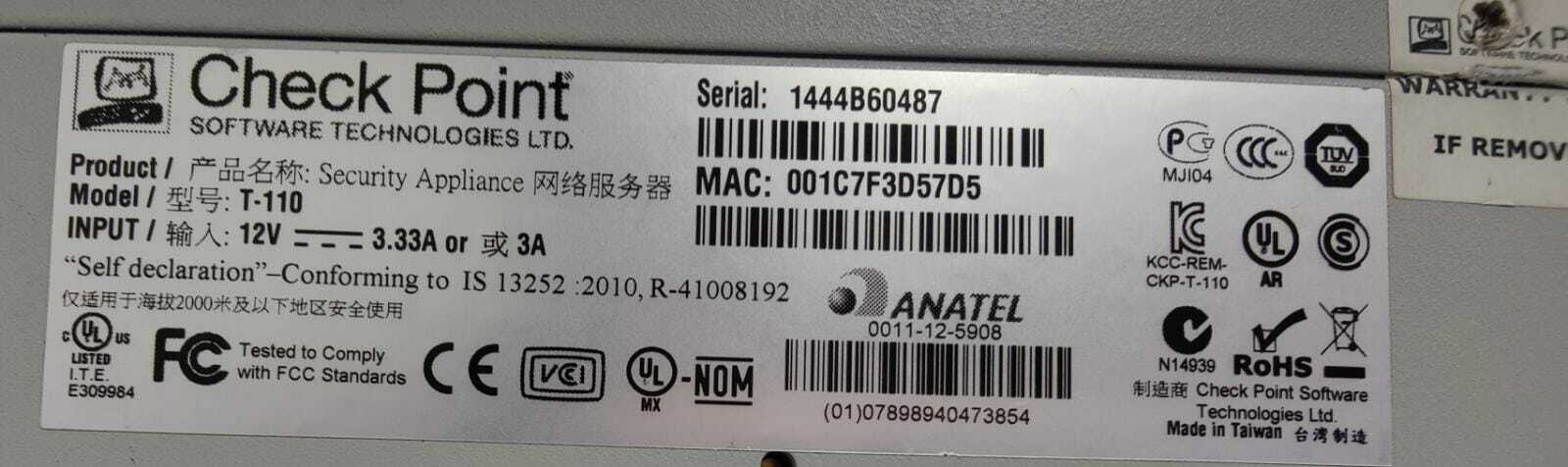 Check Point T-110 6-Port Gigabit Security Appliance Firewall | eBay