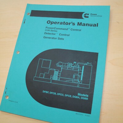 CUMMINS POWERCOMMAND 3100 SERIES GENERATOR SET Owner Operator Manual ...