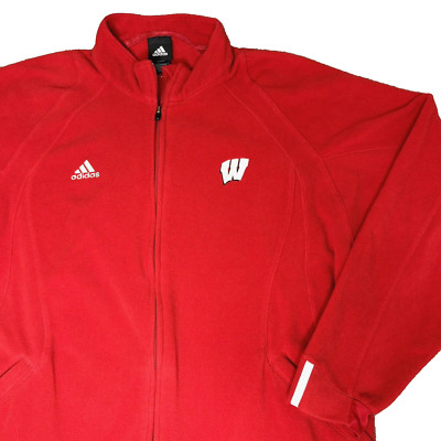 Wisconsin Badgers Adidas ClimaWarm Full Zip Fleece Knit Jacket Men's XL ...