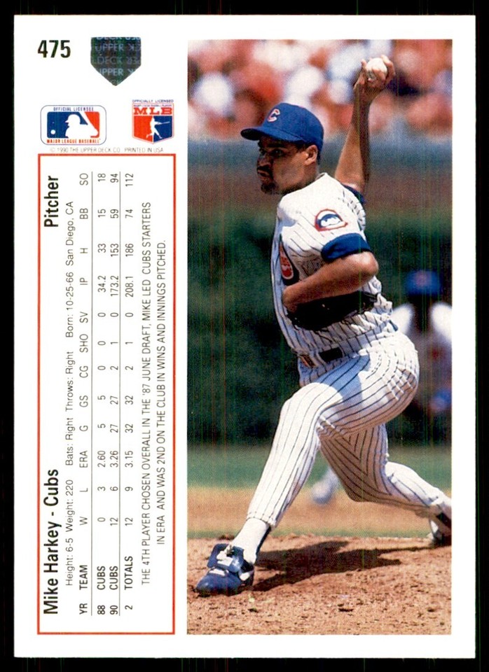 1991 Upper Deck Mike Harkey Baseball Cards #475 | eBay