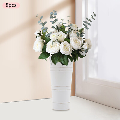 8 Pack Modern White Flower Bucket Vases Farmhouse Flower Decorations ...