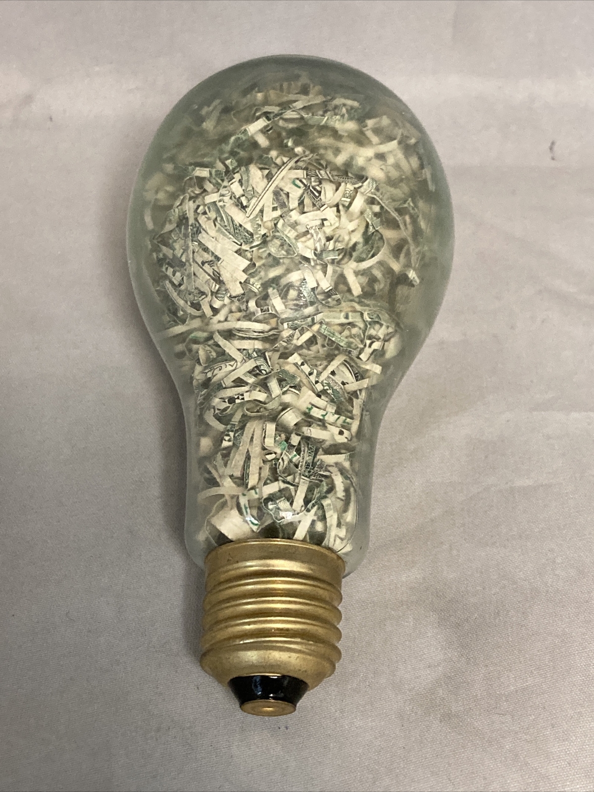 Real Shredded US Currency Inside A Light Bulb Reminder To Conserve ...