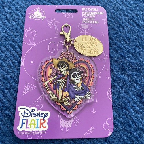 Disney Parks Flair Coco Imelda & Hector Heart Bag Charm Keychain 2022 ...