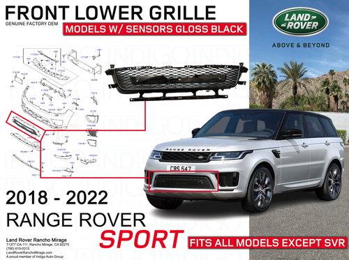 2018-2022 Range Rover Sport W/Sensors Front Lower Grill OEM LR099209 | eBay