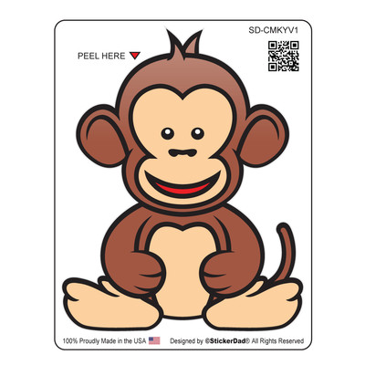 Cute Monkey V1 (2 - Pack, 4" color: FULL) Printed Vinyl Window Sticker ...