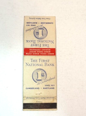 Matchbook MD First National Bank in Cumberland Since 1811 Front Strike ...