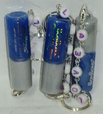 3 BON BONS Lip Gloss With LOVE TEXTED Beaded Key Chain BLUEBERRY Sealed ...