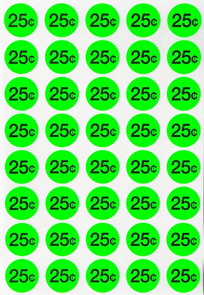Round Stickers 19mm Color Coding Labels 3/4 Inch Neon Green Garage Sale ...