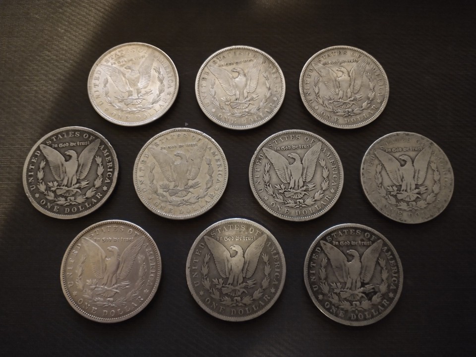 Morgan Silver Dollar — Lot of 10. Different Dates And Mint Marks. | eBay
