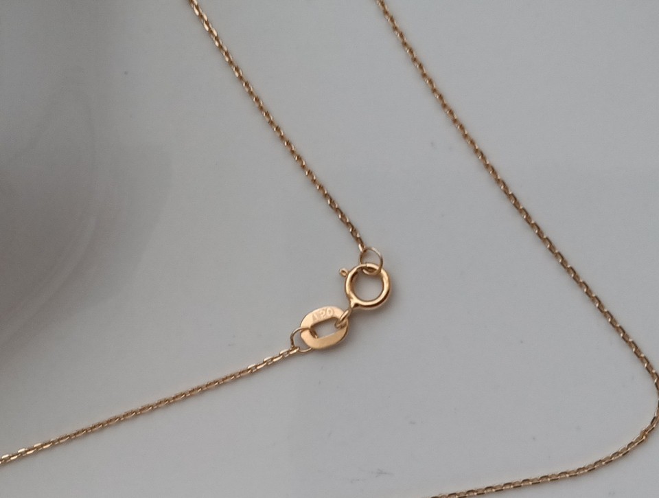 18K Yellow Gold Link Chain Size 18" 1mm Lightweight Women Au750 NEW ...