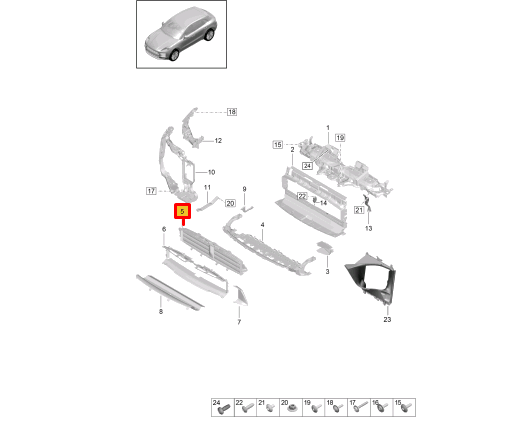 PORSCHE MACAN 95B.2 Exterior Air Vent Grille W Motor 95B121257FY NEW ...