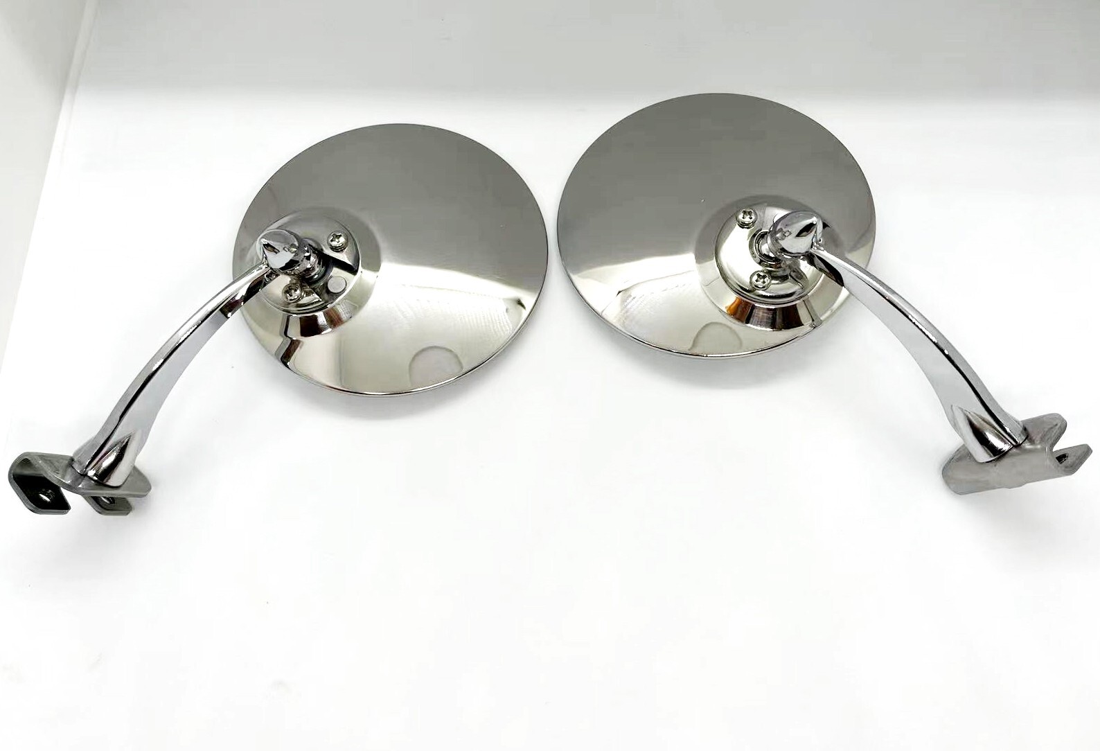 2 X UNIVERSAL 4" CLAMP ON ROUND LUCAS STYLE CLASSIC CAR WING MIRRORS ...