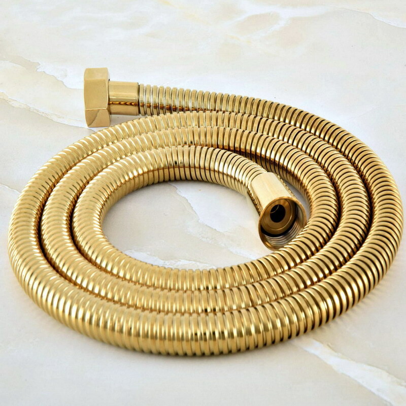Gold Color Brass Bathroom Accessory 1.5m Hand Held Shower Head Hose ...