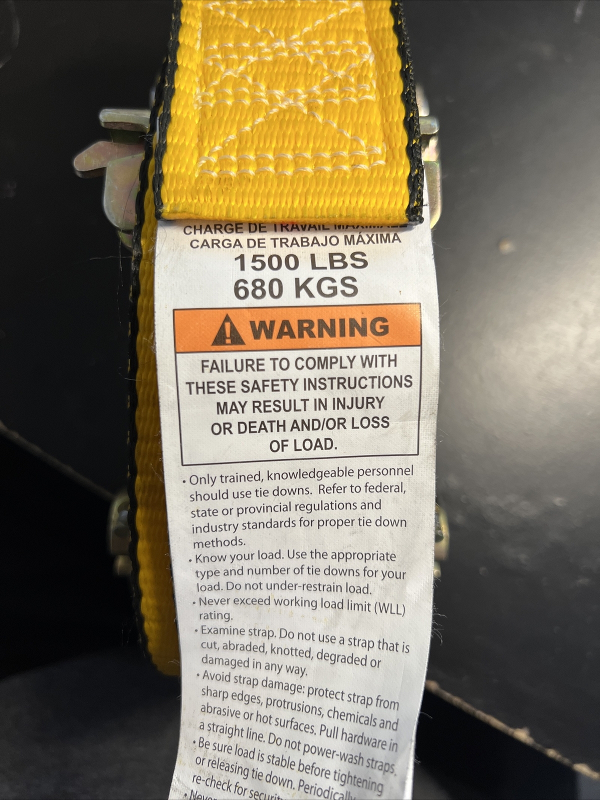 Kinedyne Cargo Tie Down Strap 1500 lb WLL Polyester & Steel 2" W x 12 ...