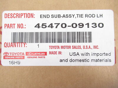 Genuine OEM Toyota 45470-09130 Driver Front Outer Tie Rod End 2011-2020 ...