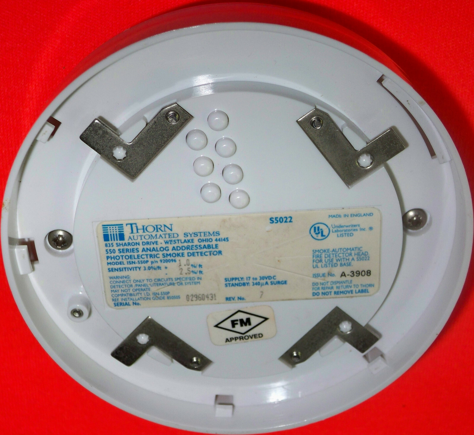 AutoCall Grinnell Thorn TFX ISN-550P Addressable Photo Smoke Detector ...
