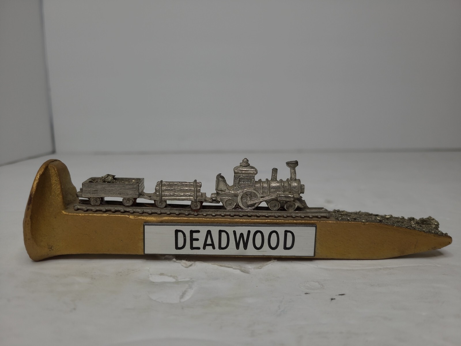 Vintage Golden 7" Deadwood Rail Road Spike With Pewter Train Steam Coal ...