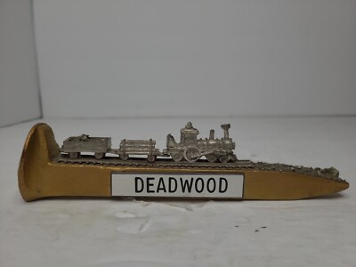 Vintage Golden 7" Deadwood Rail Road Spike With Pewter Train Steam Coal ...